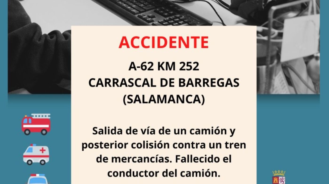 Fallece un camionero tras salirse de la A-62 y quedar volcado en las ...